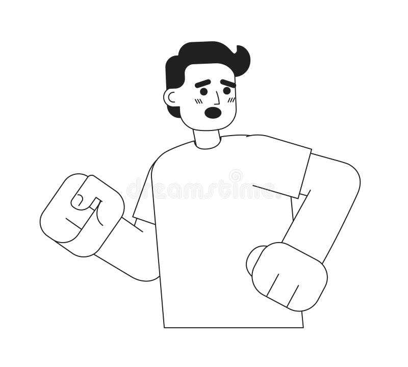 Scared Guy Running Away Monochromatic Flat Vector Character Stock ...