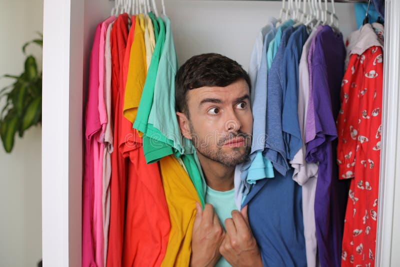 Scared Handsome Man about To Come Out of the Closet Stock Photo - Image ...