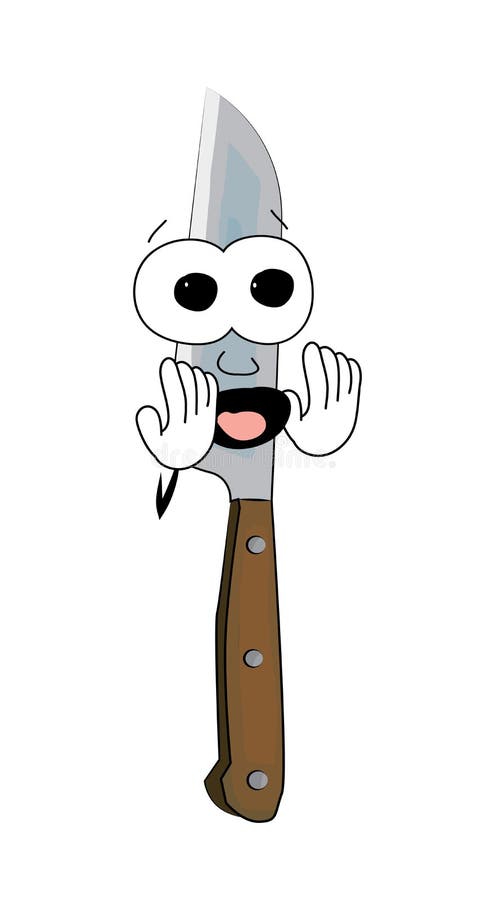 Scared knife cartoon stock illustration. Illustration of cooking - 49290823