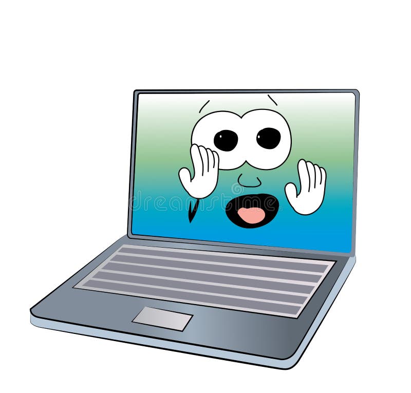 Scared laptop cartoon stock illustration. Illustration of scare - 48732805