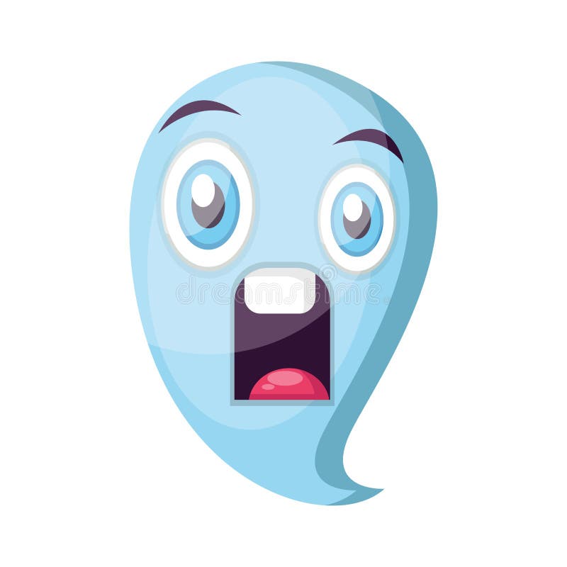 Scared Blue Emoji Face Vector Illustration on a Stock Vector ...