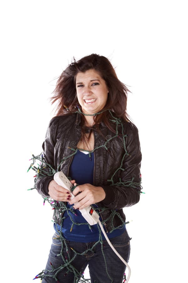 Scared lights plug stock image. Image of hair, person - 17342201