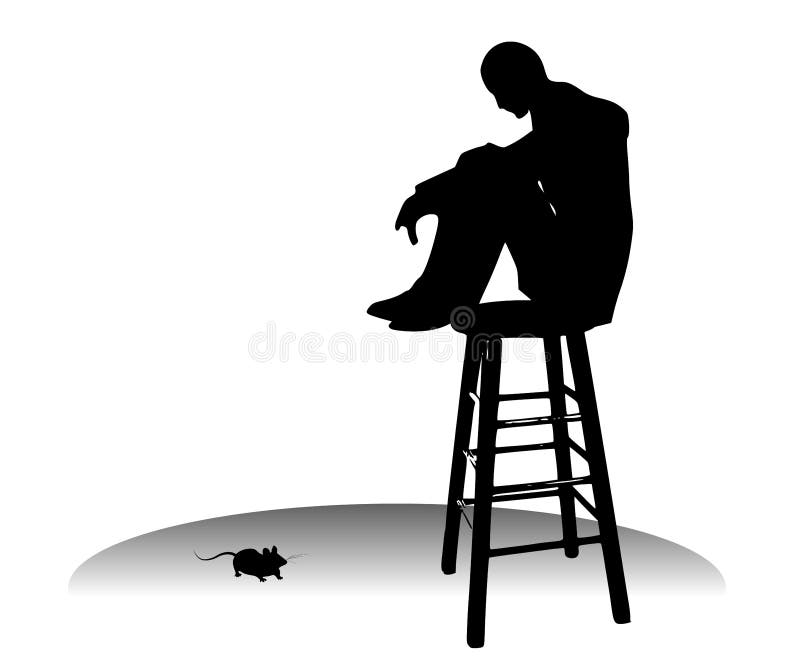 Scared of a Little Mouse Phobia Stock Illustration - Illustration of ...
