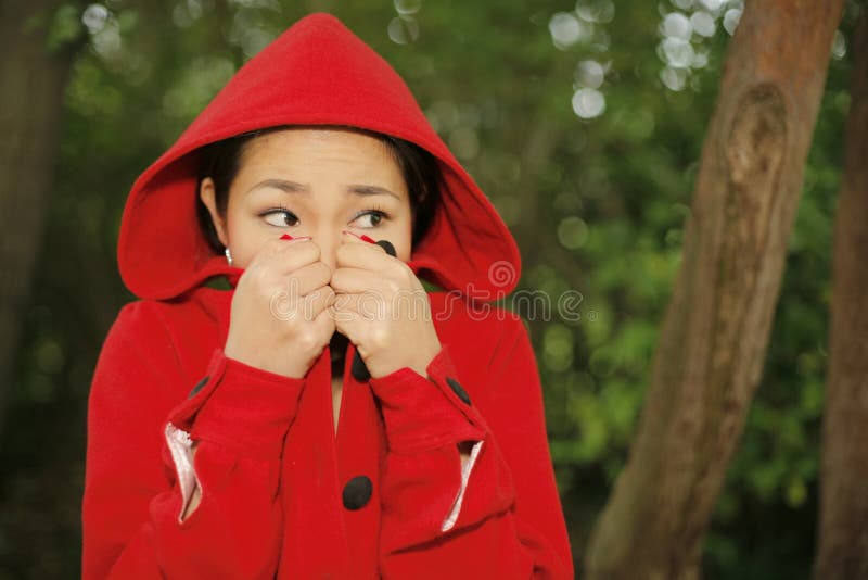 Scared Little Red Riding Hood Stock Photo - Image of girl, hood: 5140952