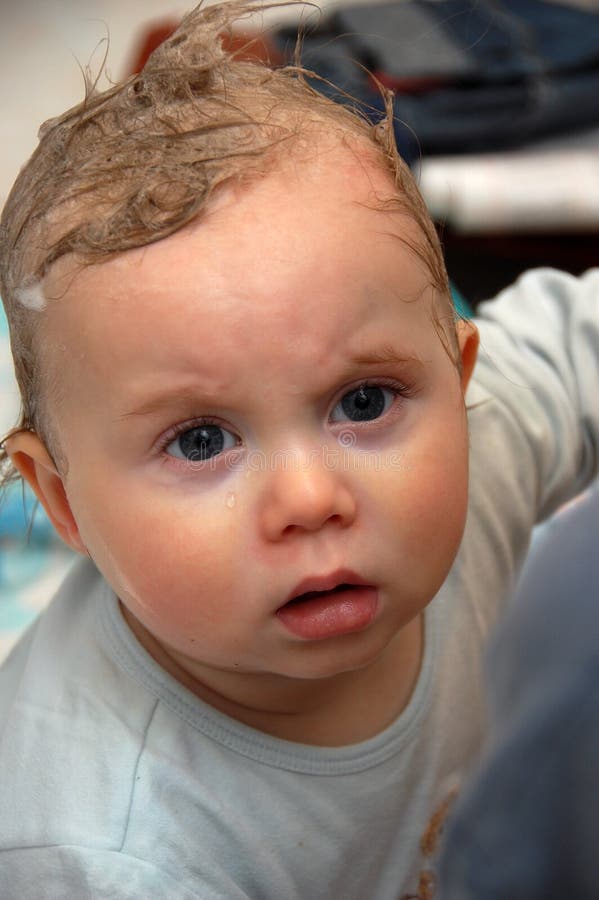 Scared look stock photo. Image of blue, bold, blond, expression - 8726328