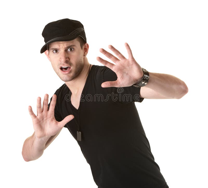 Scared Young Man stock photo. Image of drugs, single - 32108890
