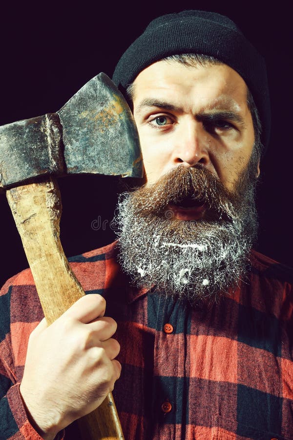 Scared man with axe stock image. Image of black, blade - 200360897