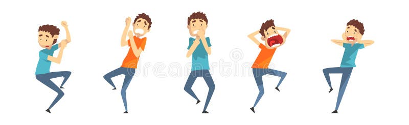 Scared Man Character Shriek and Shout Afraid of Something Vector Set ...