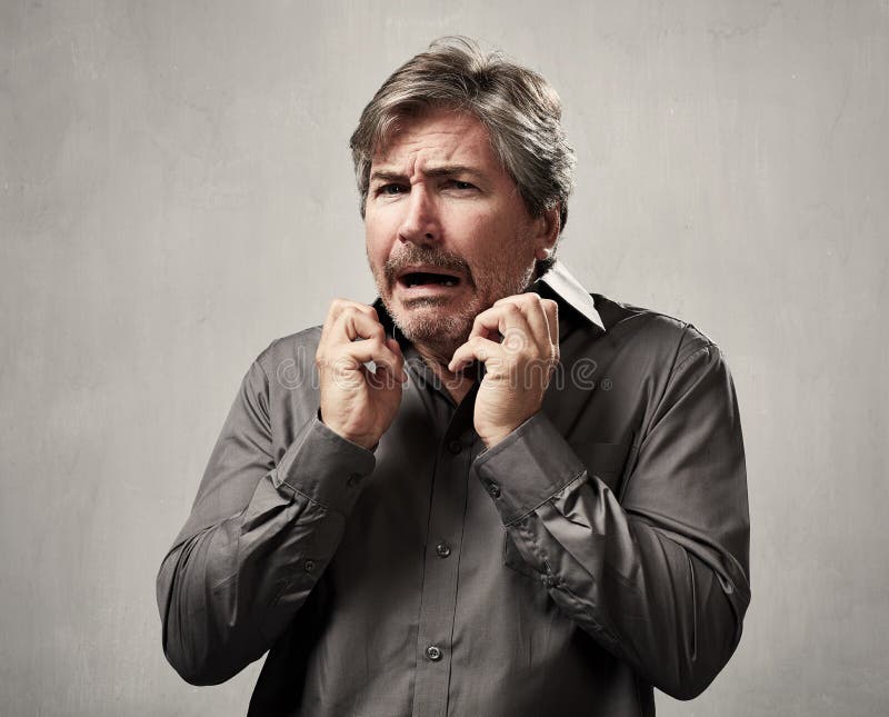 Scared man face. stock photo. Image of fear, astonishment - 86060642