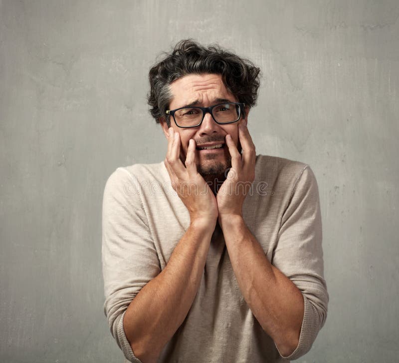 Scared man face. stock photo. Image of emotions, horror - 81353594