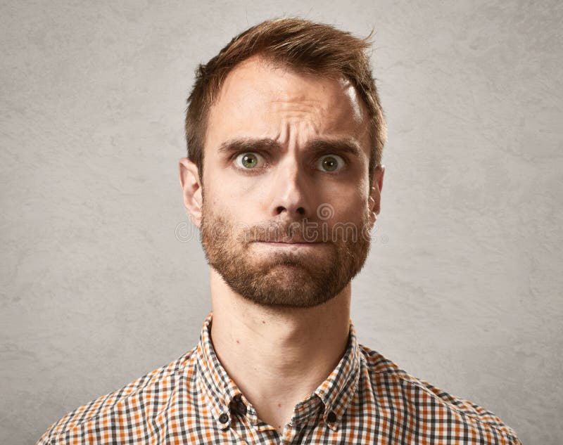 Scared man face. stock image. Image of fright, casual - 81353961