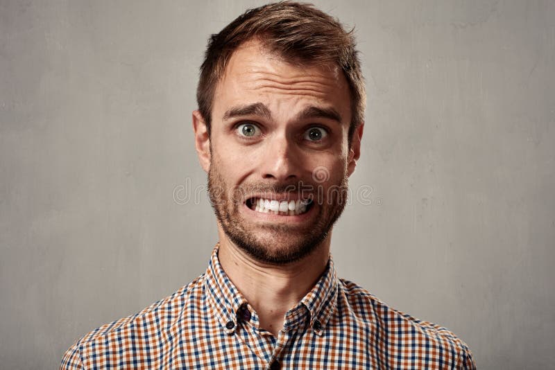 Scared man face. stock image. Image of nervous, astonished - 81354569