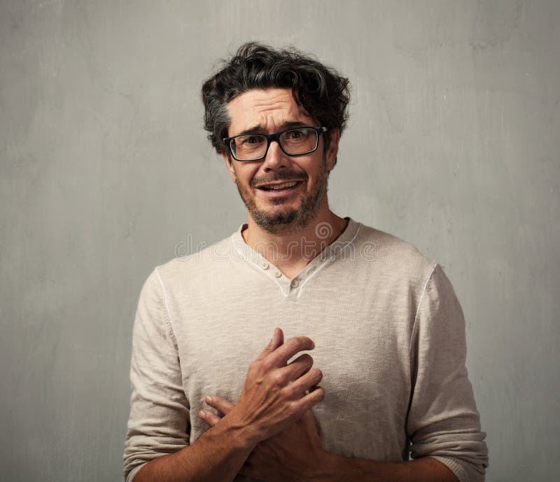 Scared man face. stock image. Image of gesture, emotions - 87463789