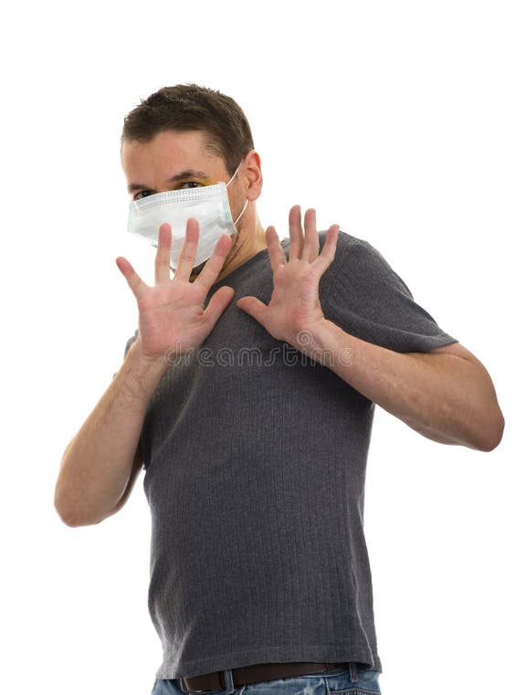 Scared man with face mask stock image. Image of outbreak - 9206275