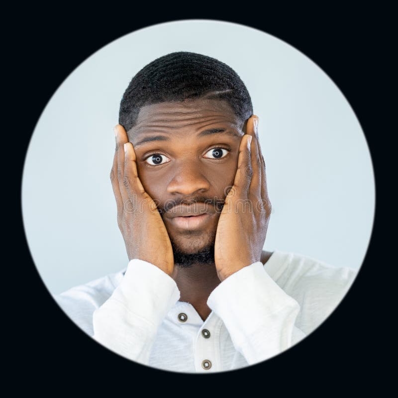 Scared Man Fear Expression Avatar Face Portrait Stock Image - Image of ...