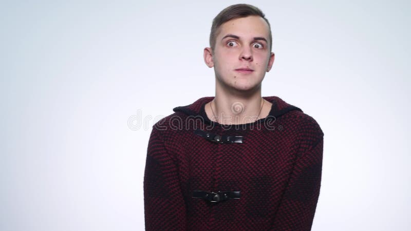 Scared Man is Frightened and Afraid, Funny Expression Stock Video ...