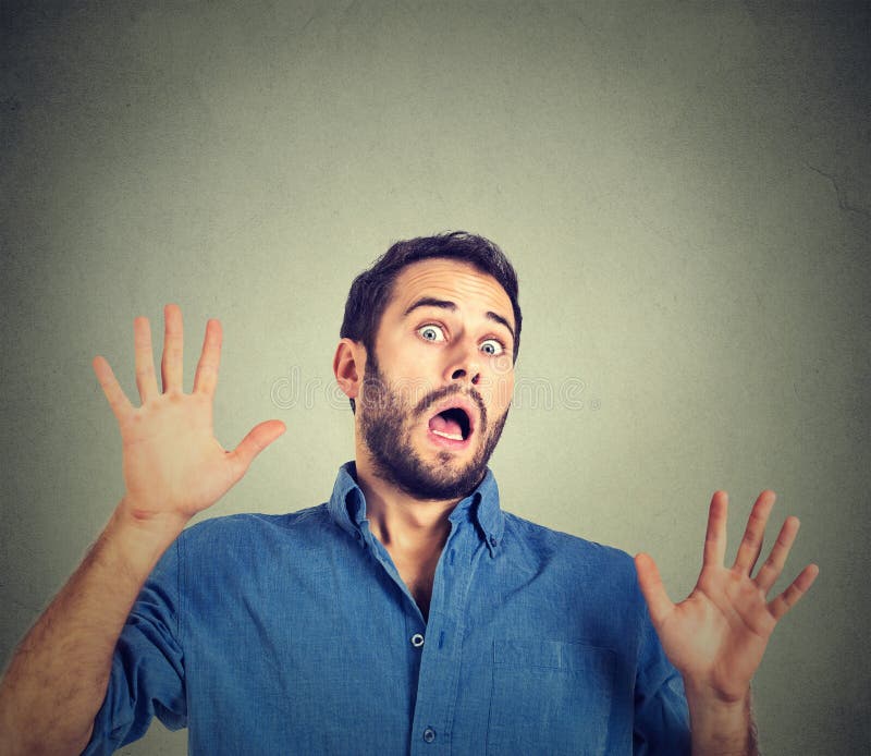 Angry Mad, Furious Man Raising Hands in the Air Attack with Karate Chop ...