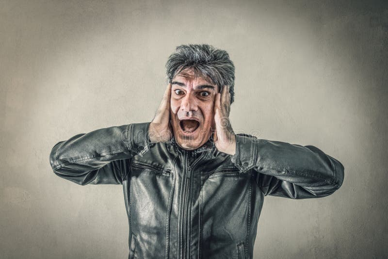 Scared Man with Hands on Face Stock Photo - Image of male, caucasian ...