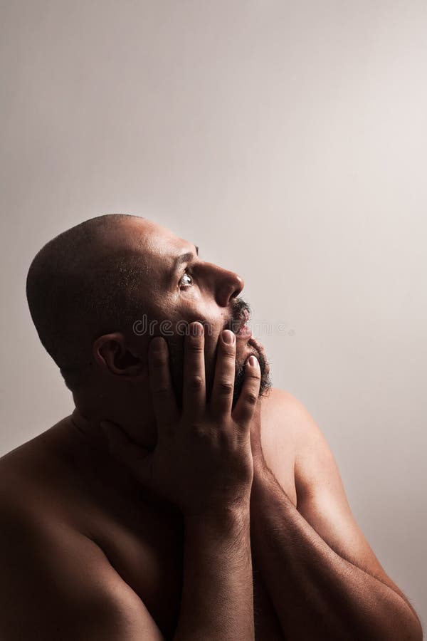 Scared Man Holding Hands on Face Stock Photo - Image of attractive ...