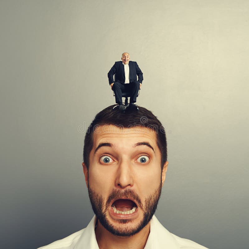 Scared Screaming Man with Open Head Stock Image - Image of mind, scared ...
