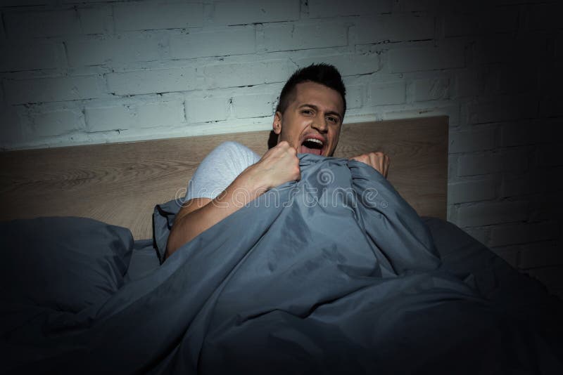 Scared Man with Panic Attacks Screaming Stock Image - Image of ...