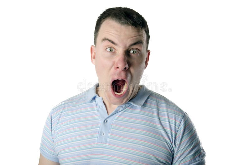Scared Man Shouting Isolated on White Stock Image - Image of caucasian ...