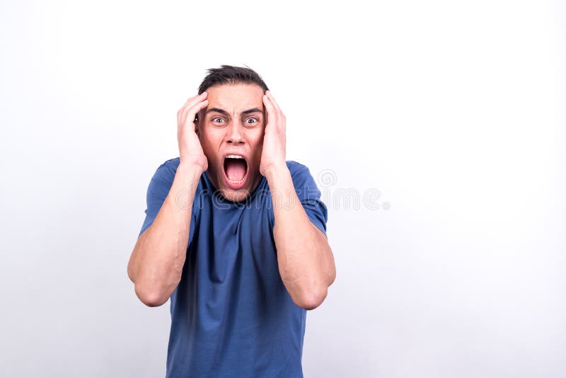 Scared man face. stock image. Image of portrait, fear - 79078553