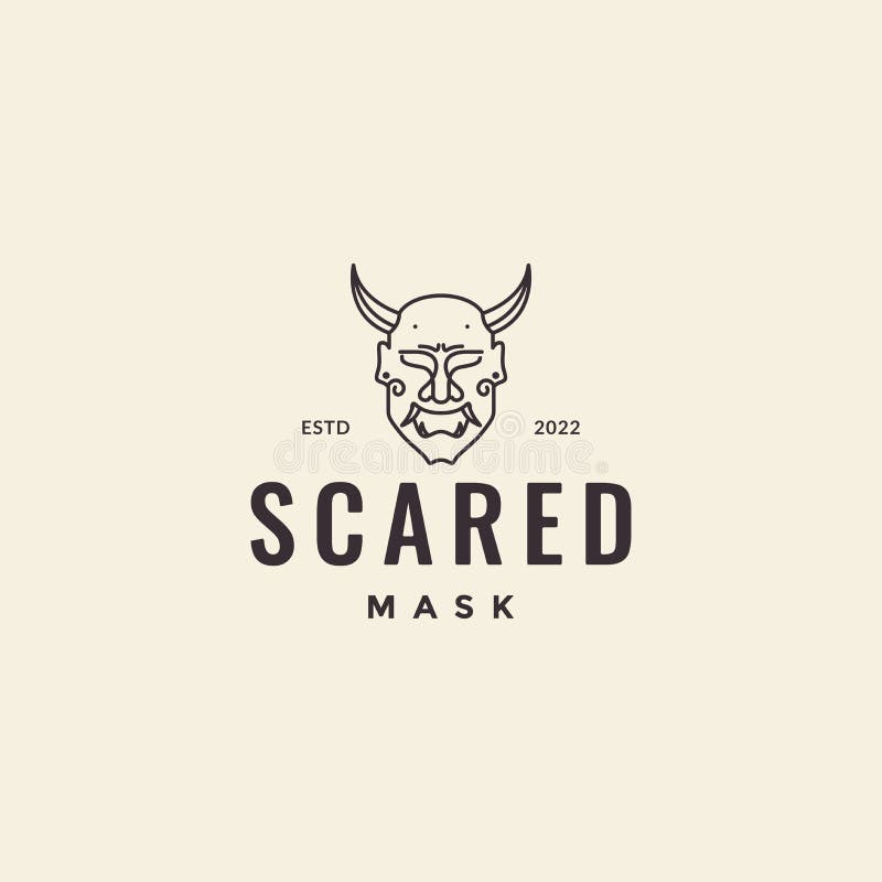 Scared Mask Horn Line Hipster Logo Design Vector Stock Vector ...