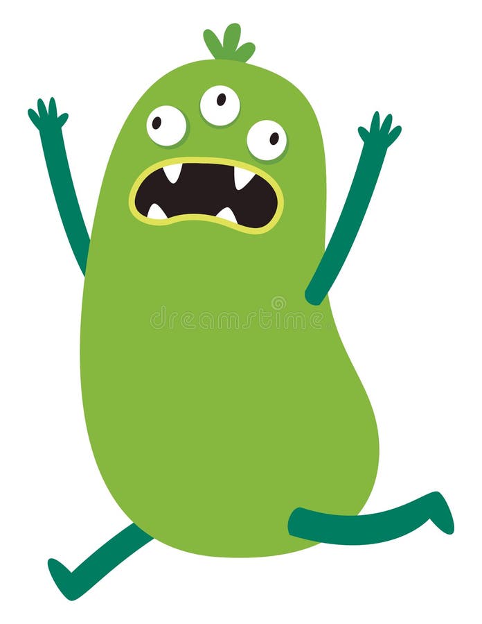 Scared Funny Cartoon Monster Face. Vector Illustration. Stock Vector ...