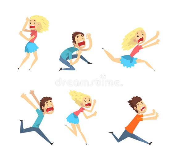 Scared and Panicking People Characters Afraid of Something Vector Set ...