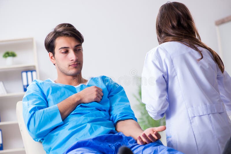 The Scared Patient Man Getting Ready for Flu Shot Stock Photo - Image ...