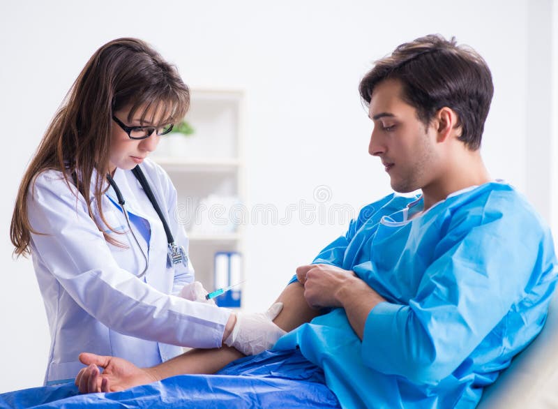 Scared Patient Man Getting Ready for Flu Shot Stock Photo - Image of ...