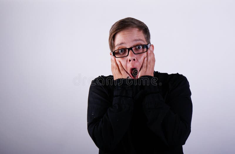 Scared person stock photo. Image of person, scared, glasses - 42307546