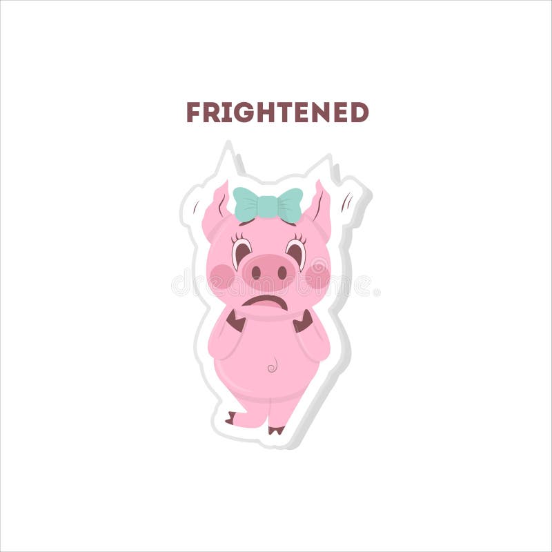 Scared pig sticker. stock vector. Illustration of animal - 91066161
