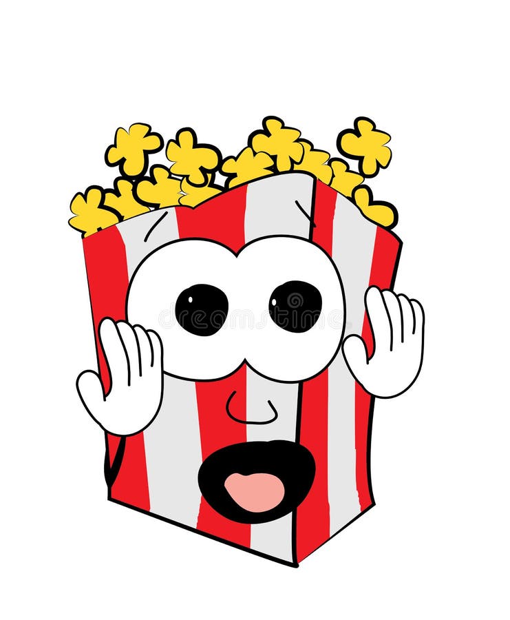 Scared Pop corn cartoon stock illustration. Illustration of shouting ...
