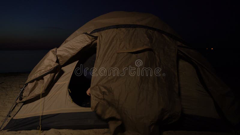 Scared Refugee Running from Coast Guard Light, Hiding in Tent, Illegal ...