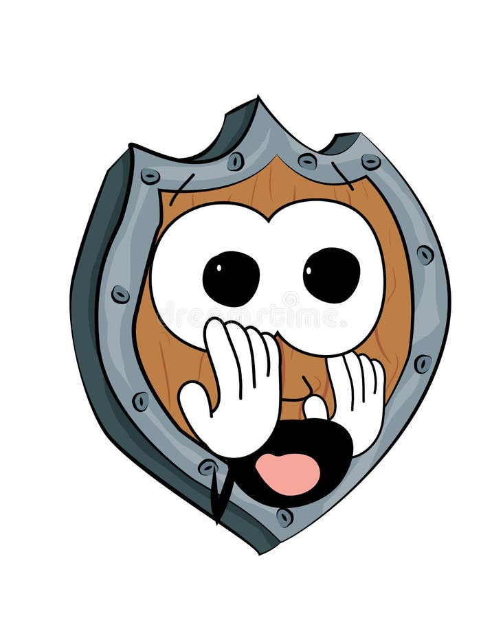 Scared shield cartoon stock illustration. Illustration of shock - 44277598