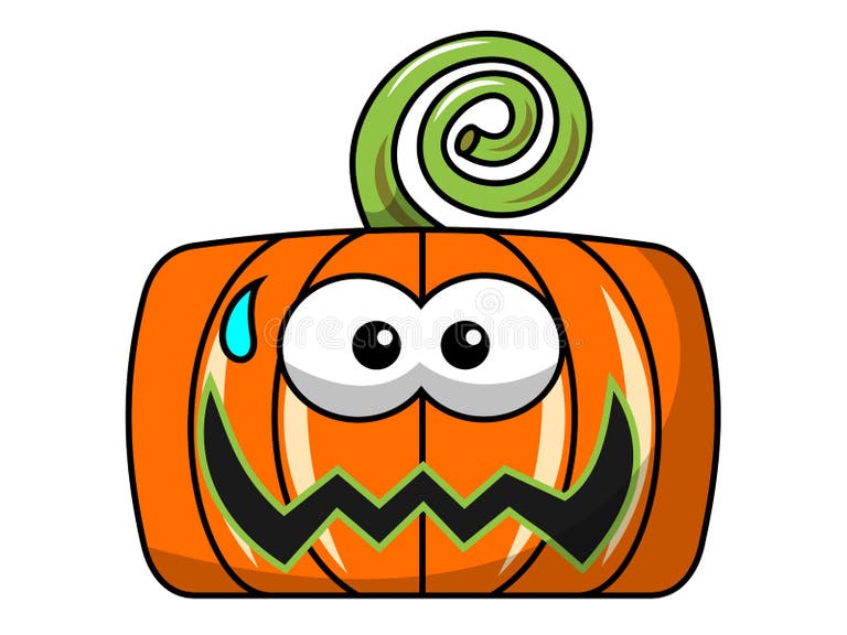 Scared Square Halloween Pumpkin Isolated Stock Vector - Illustration of ...