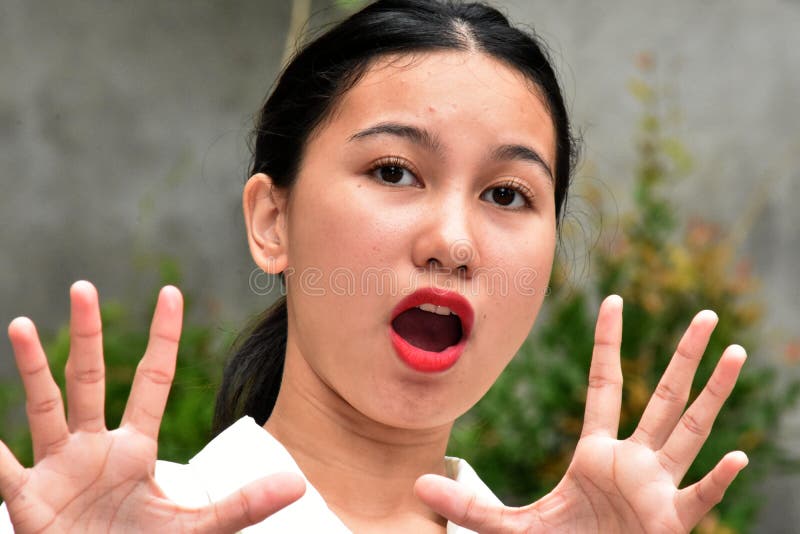A Scared and Startled Asian Woman Stock Image - Image of scary, adult ...
