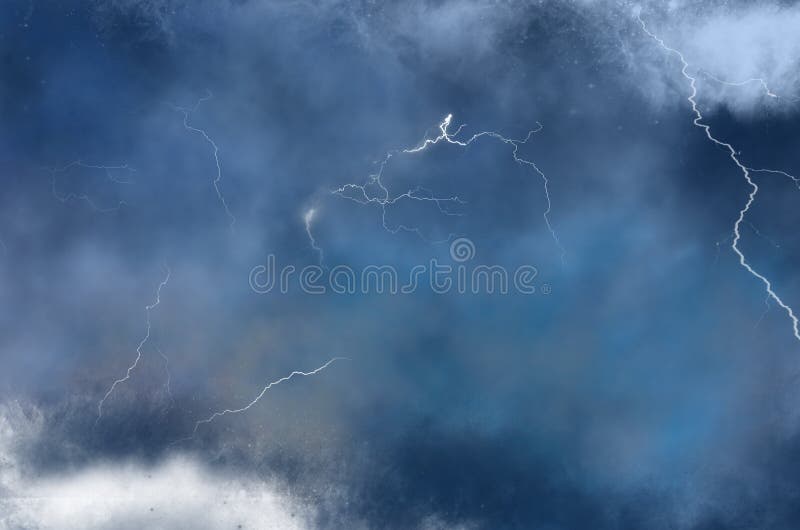 Strong Lightning And Thunder Storm Over The Rice Field Stock Photo ...