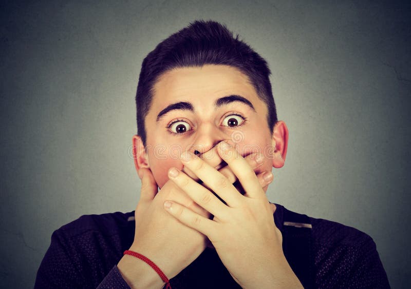 Scared Stunned Shocked Young Man Stock Image - Image of funny, amazed ...