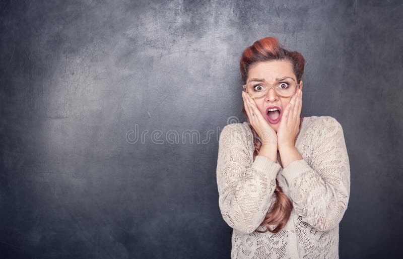 Scared Teacher in the Eyeglasses Stock Image - Image of anxiety, crazy ...