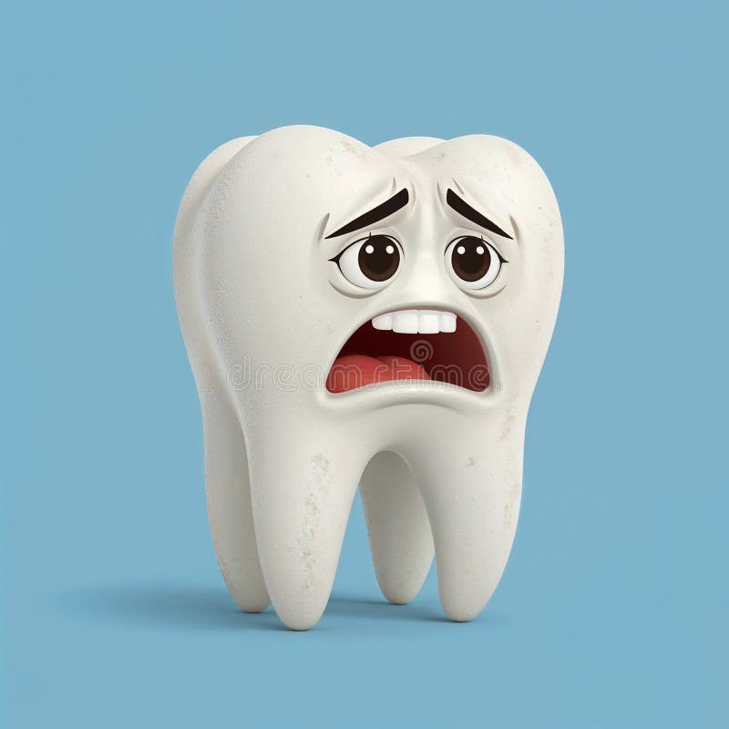 Scared Tooth Cartoon Character Stock Illustration - Illustration of ...