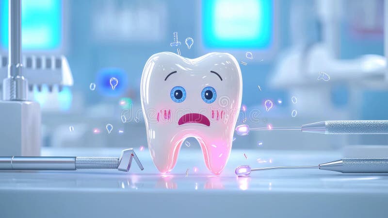 Scared Tooth at the Dentist Stock Illustration - Illustration of ...