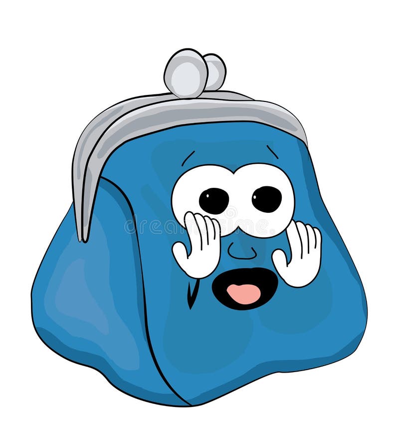 Scared wallet cartoon stock illustration. Illustration of money - 61979336