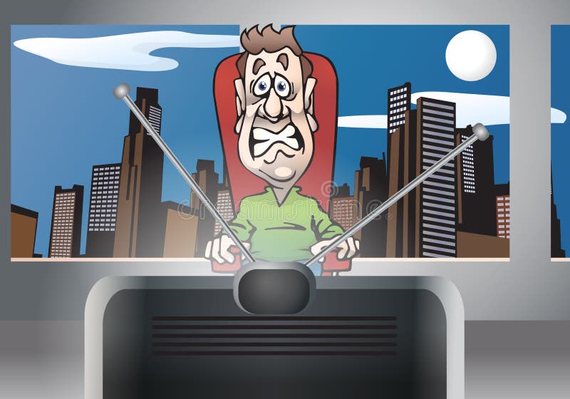 Watching Tv At Night Clipart