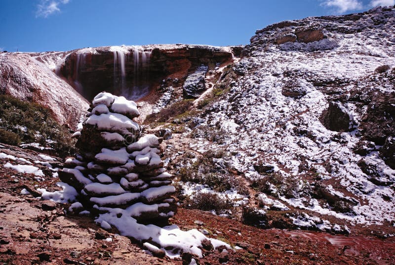 Scared Waterfall in Gongga Range Stock Photo - Image of ganzi, range ...