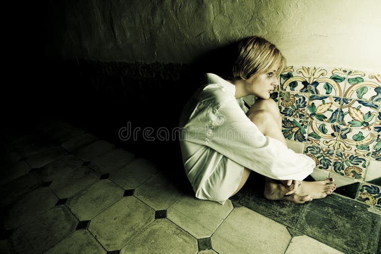 Scared woman stock photo. Image of blond, alone, girl - 5445508