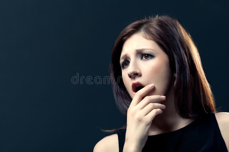 Scared woman face stock photo. Image of emotion, scared - 18549908