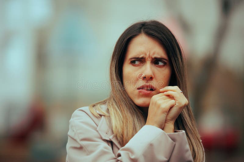 Scared Woman in the Park Witnessing Tragic Event Stock Image - Image of ...